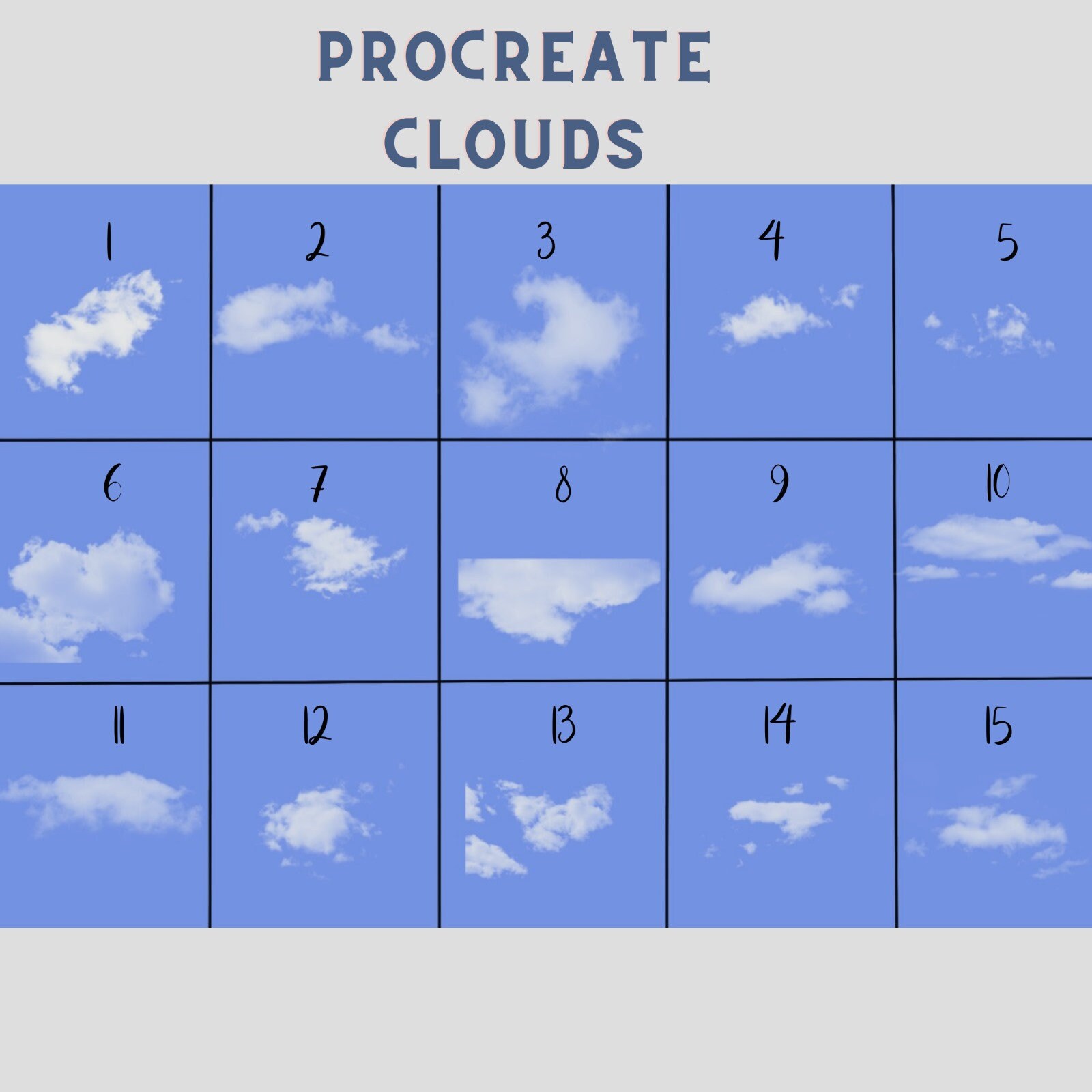 15 Cloud Procreate Brushes Cloud Brush Set for Procreate, Cloud Stamps ...