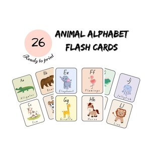 26 Animal Alphabet Flash Card for Preschoolers Pre-school Cards ...
