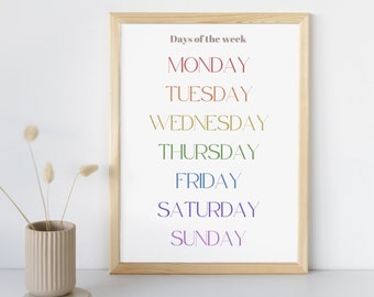Days of the Week - Educational Poster for Kids - Classroom Visual ...