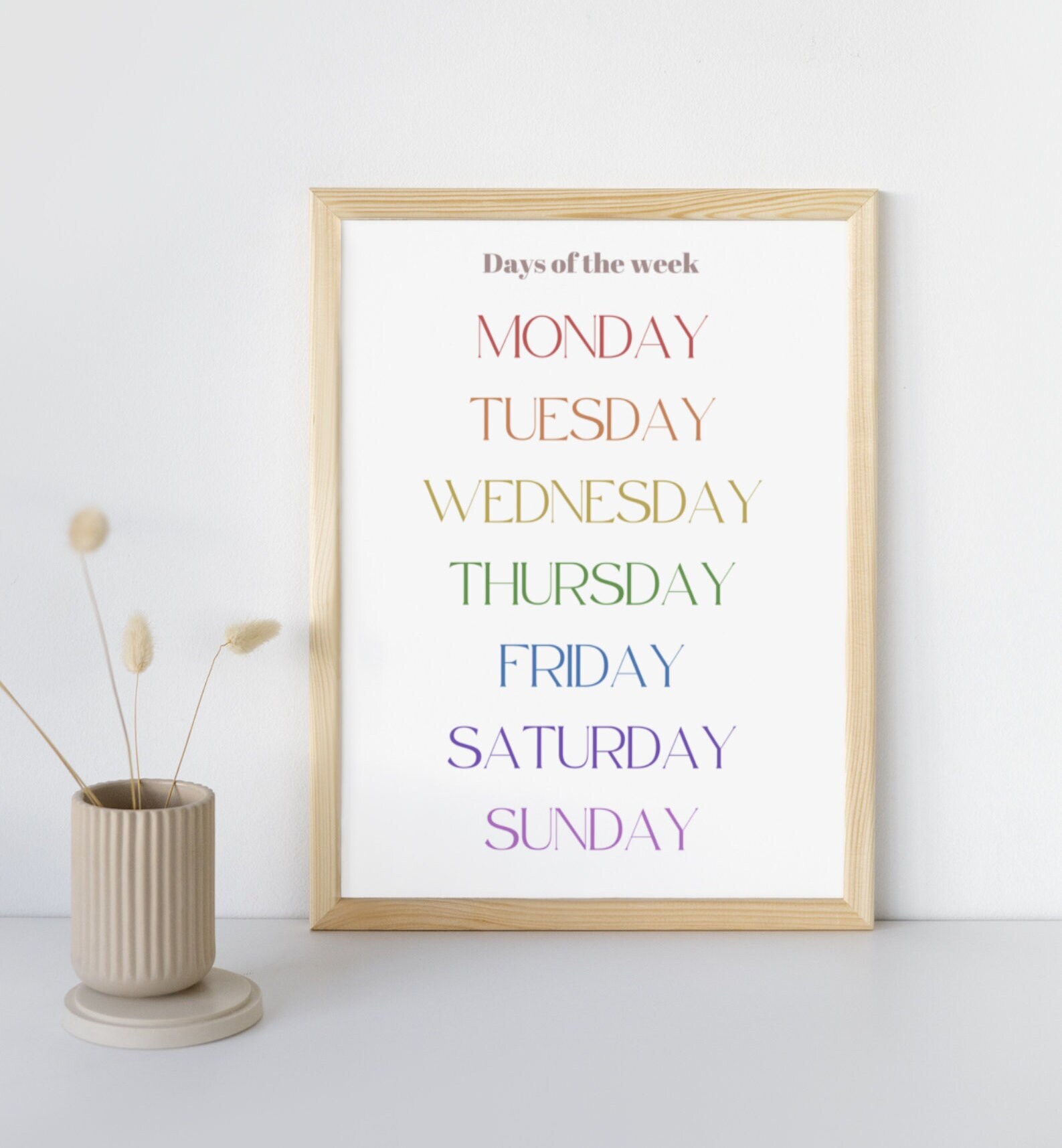 Rainbow Days of the Week, Educational Poster, Rainbow Print, Homeschool ...
