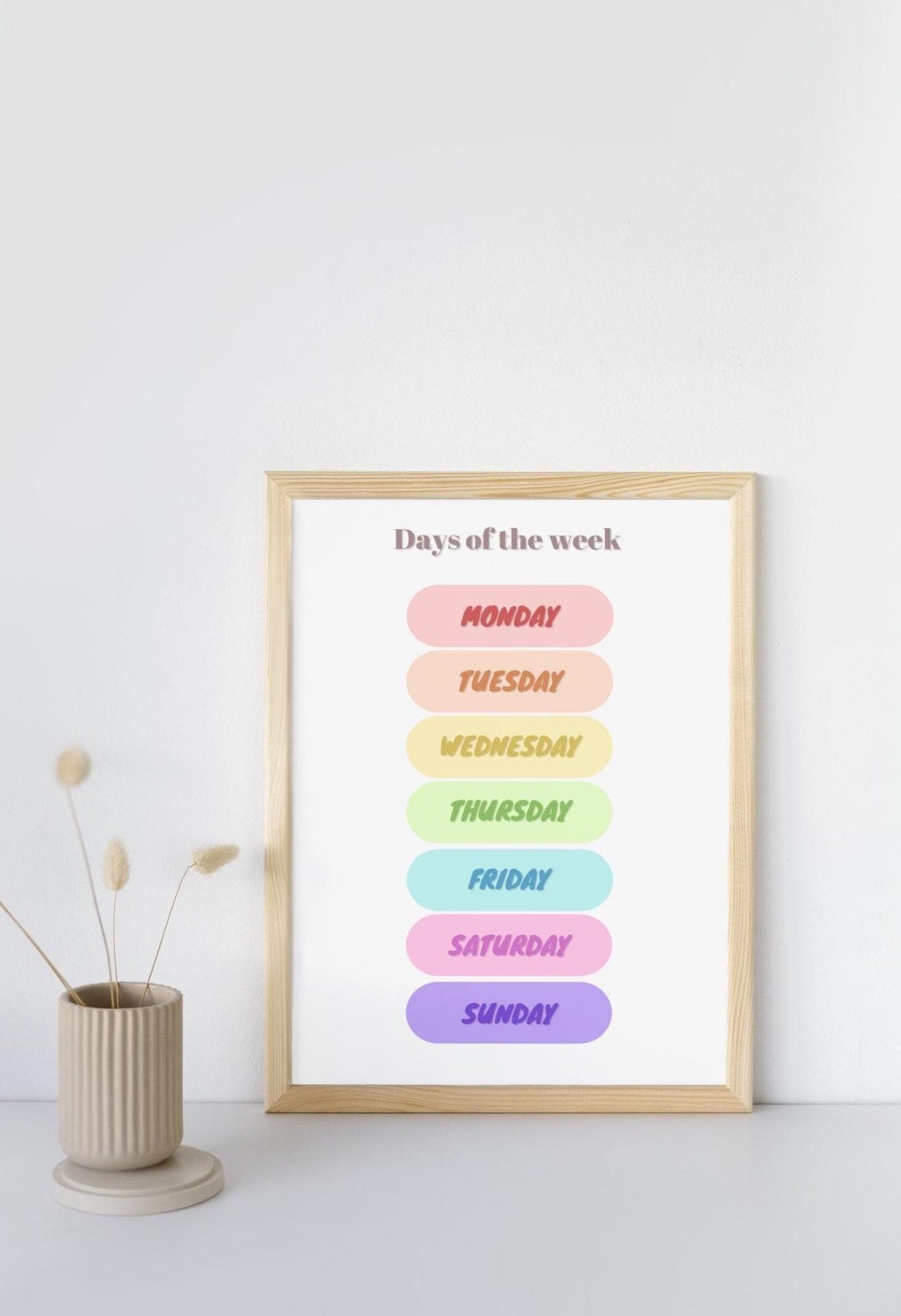 Rainbow Days of the Week Poster – Educational Nursery Decor - Etsy