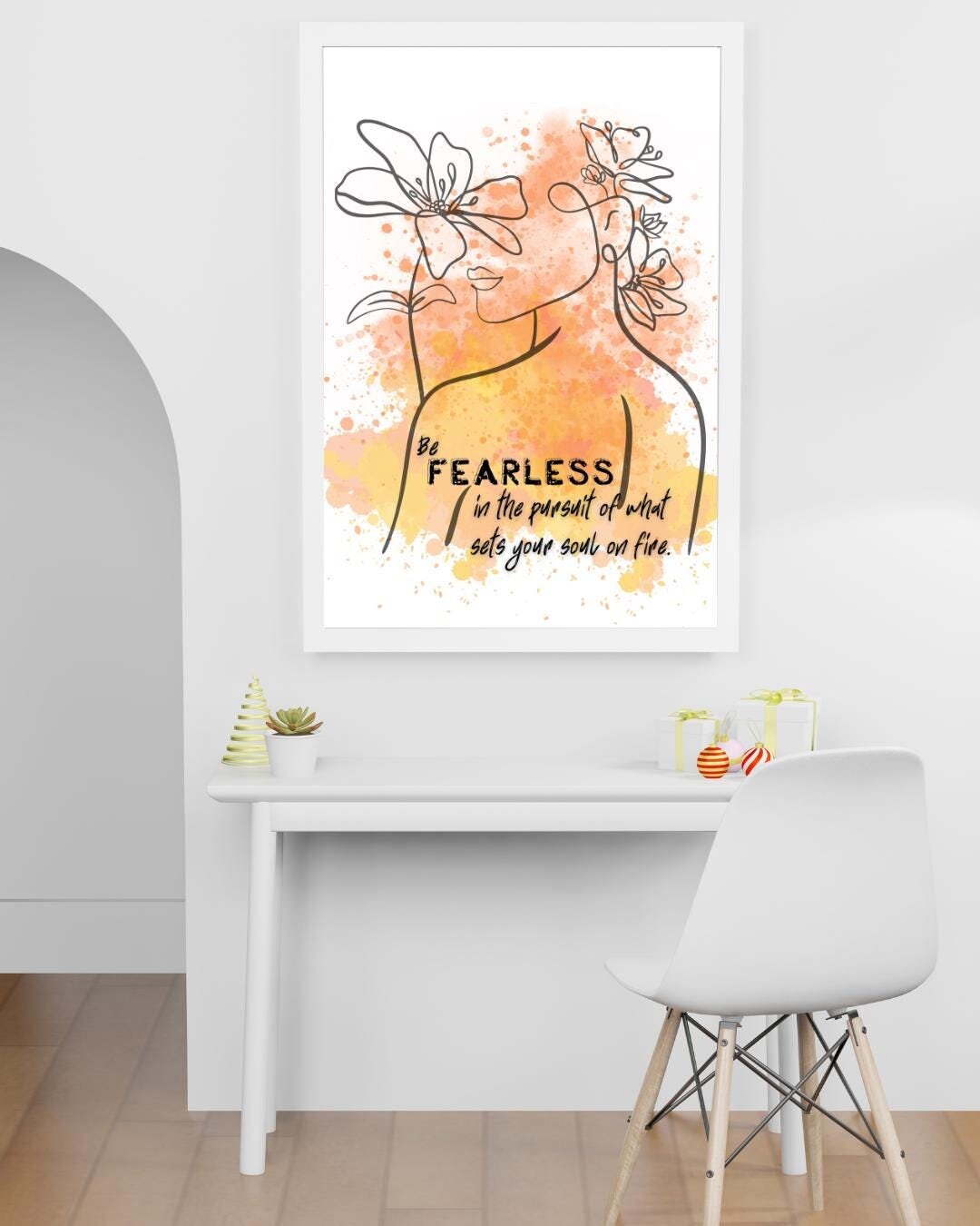 Be Fearless | Printable Motivational Quote Wall Art | Instant Digital ...