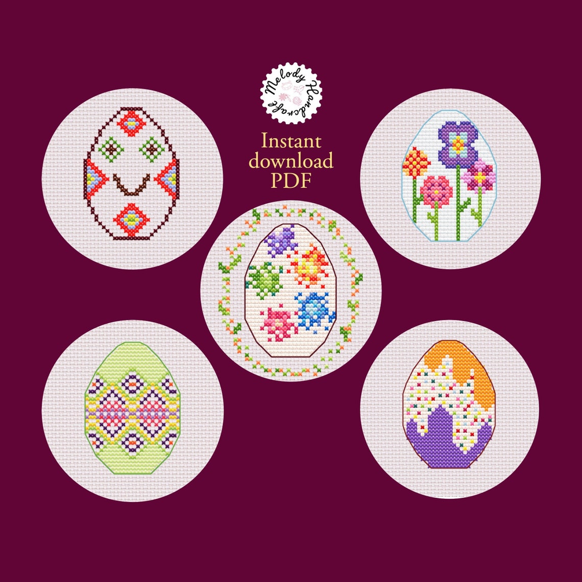 Easter Egg Cross Stitch Patterns Bundle PDF - Instant Download - Etsy