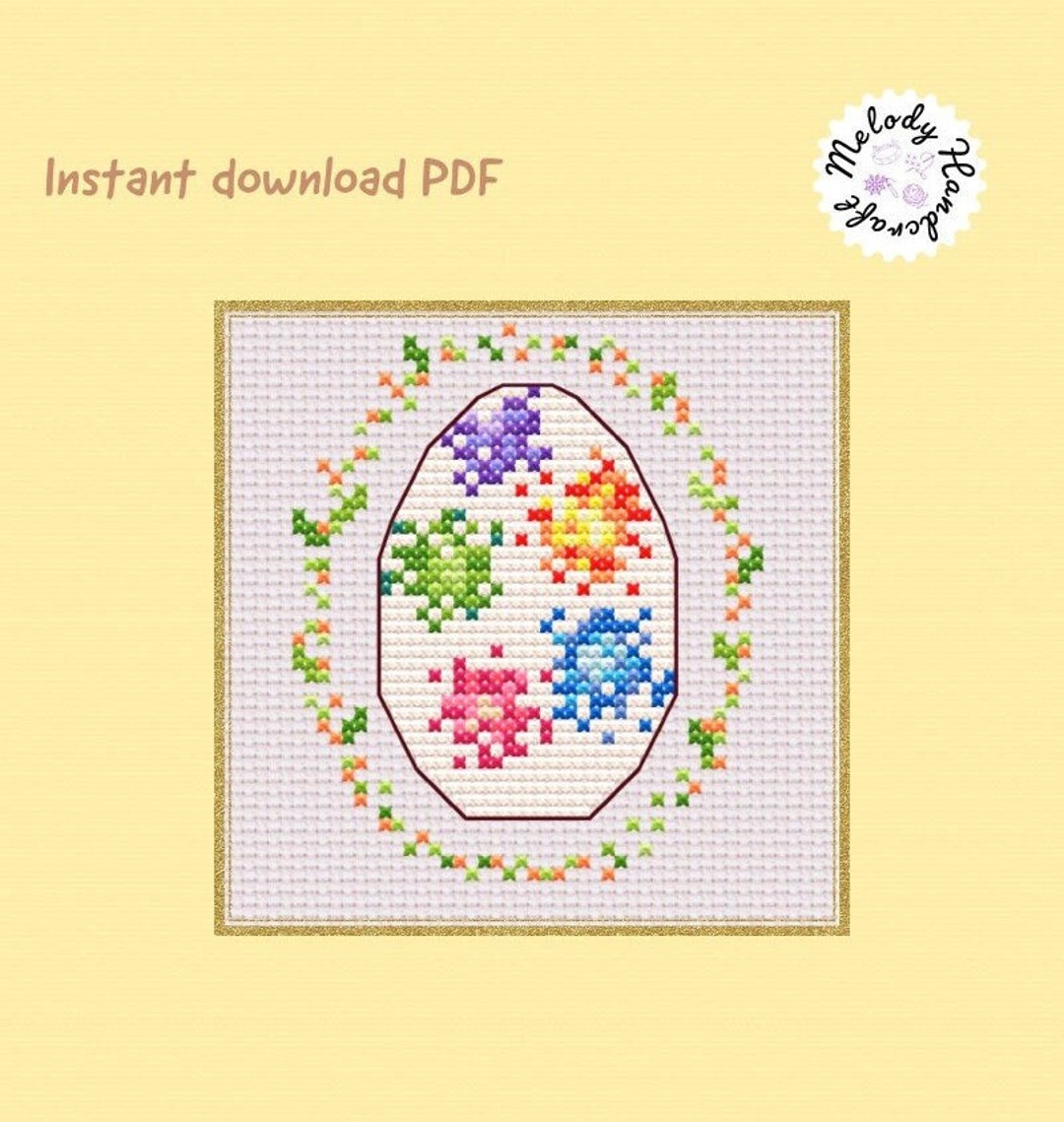 Colorful Easter Egg Cross Stitch Pattern PDF - Instant Download - Etsy