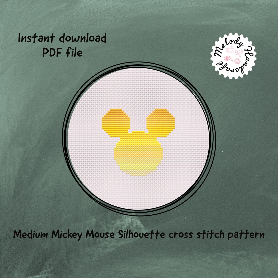 Yellow Gradient Mickey Mouse Silhouette Cross Stitch Pattern PDF MEDIUM ...