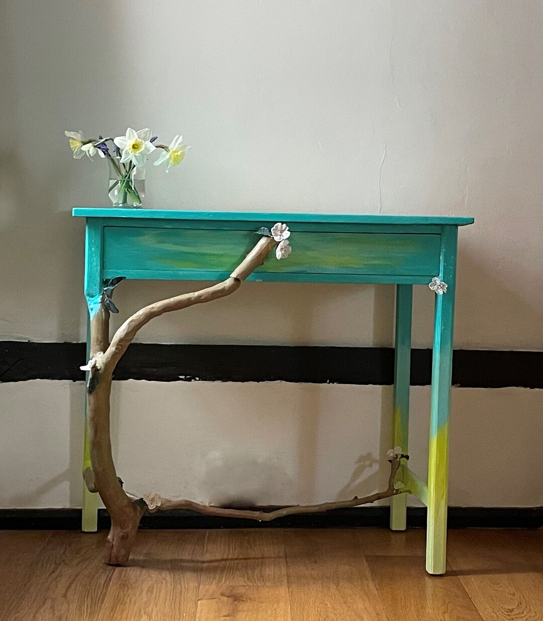 Daisy Table Upcycled Painted Flower Side Table Reclaimed Writing Desk ...