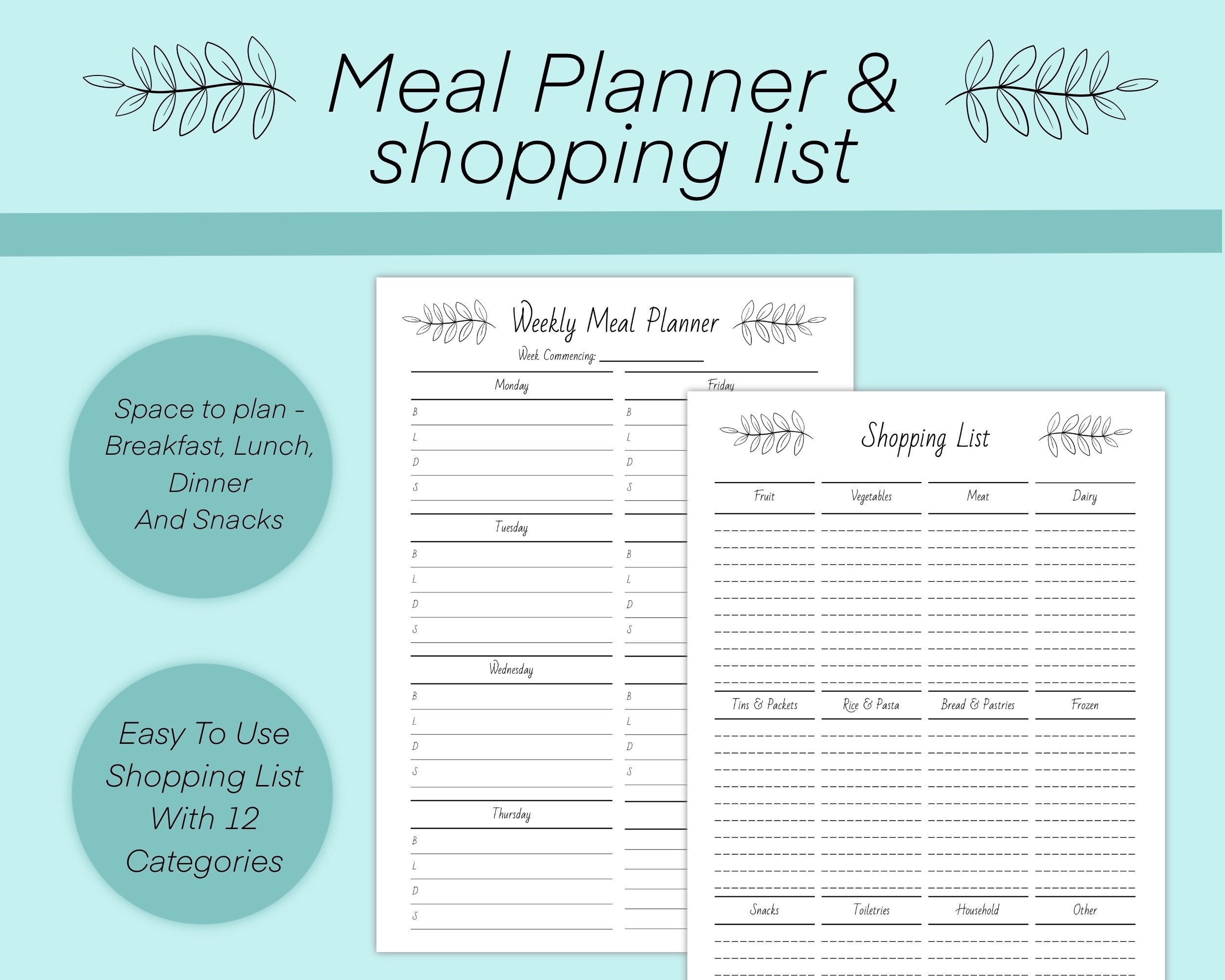 Menu Shopping List Template