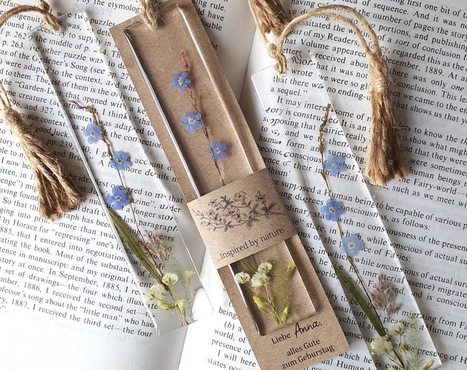 Personalized Resin Bookmark. Forget-me-not Flowers. Graduation Gifts ...