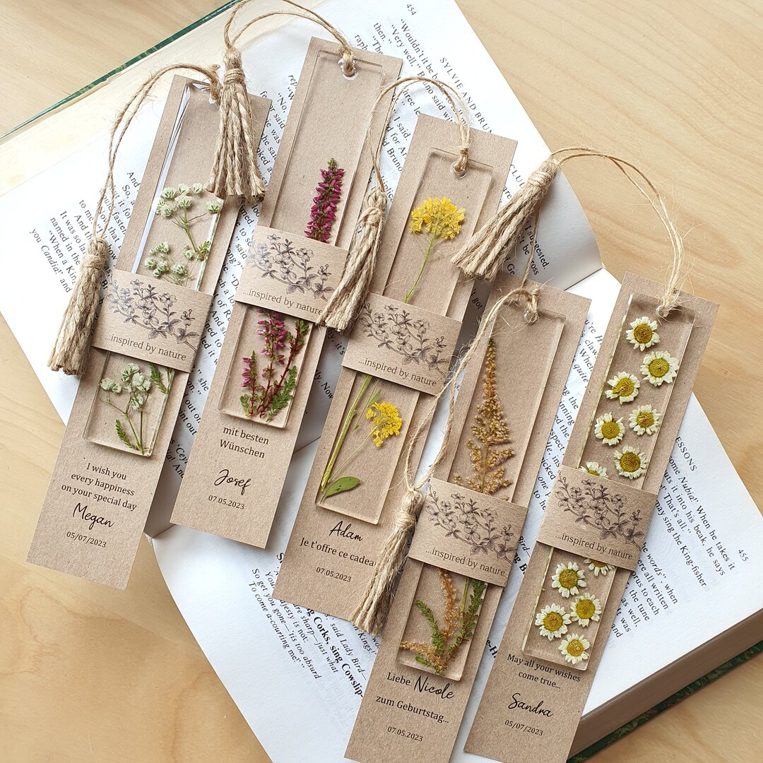 Beautiful Personalized Eco Bookmarks Real Flowers. Gift for - Etsy