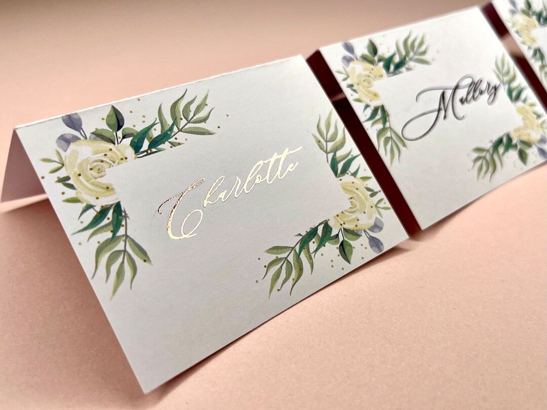 Flower Place Cards/ Wedding Table Cards/ Wedding Place Settings Flowers ...