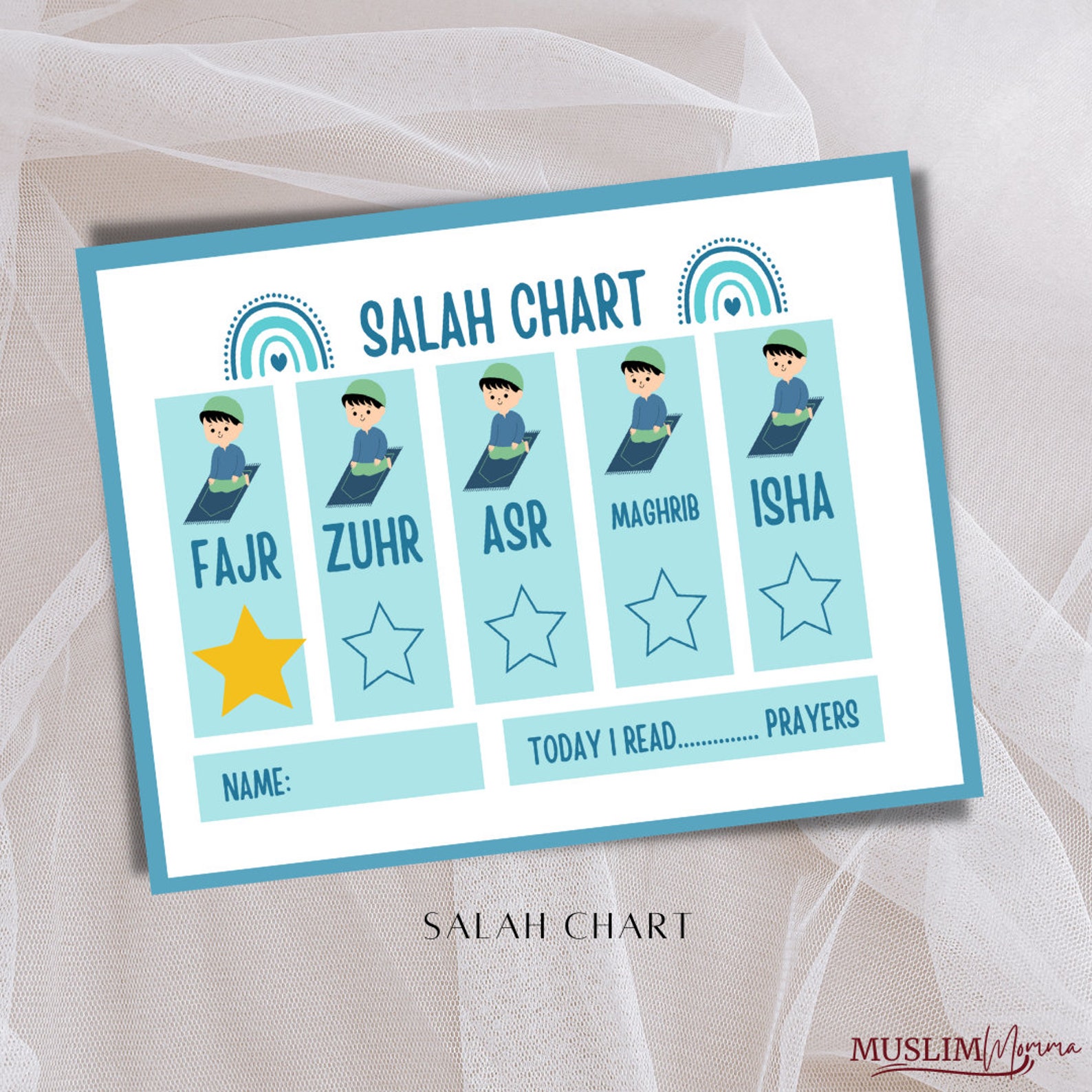 Muslim Prayer Chart - Salah Chart - Namaz Chart - Prayer Tracker - Etsy