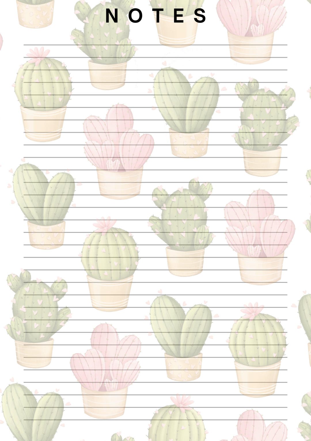 Cactus Printable Stationary Sets - Instant Digital Download - Etsy