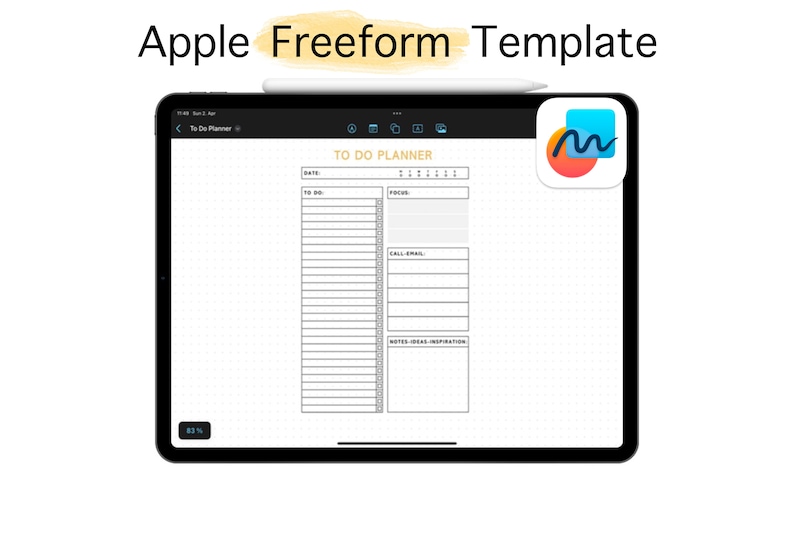 Apple Freeform Template, iPad iPhone to Do Planner, Transparent ...
