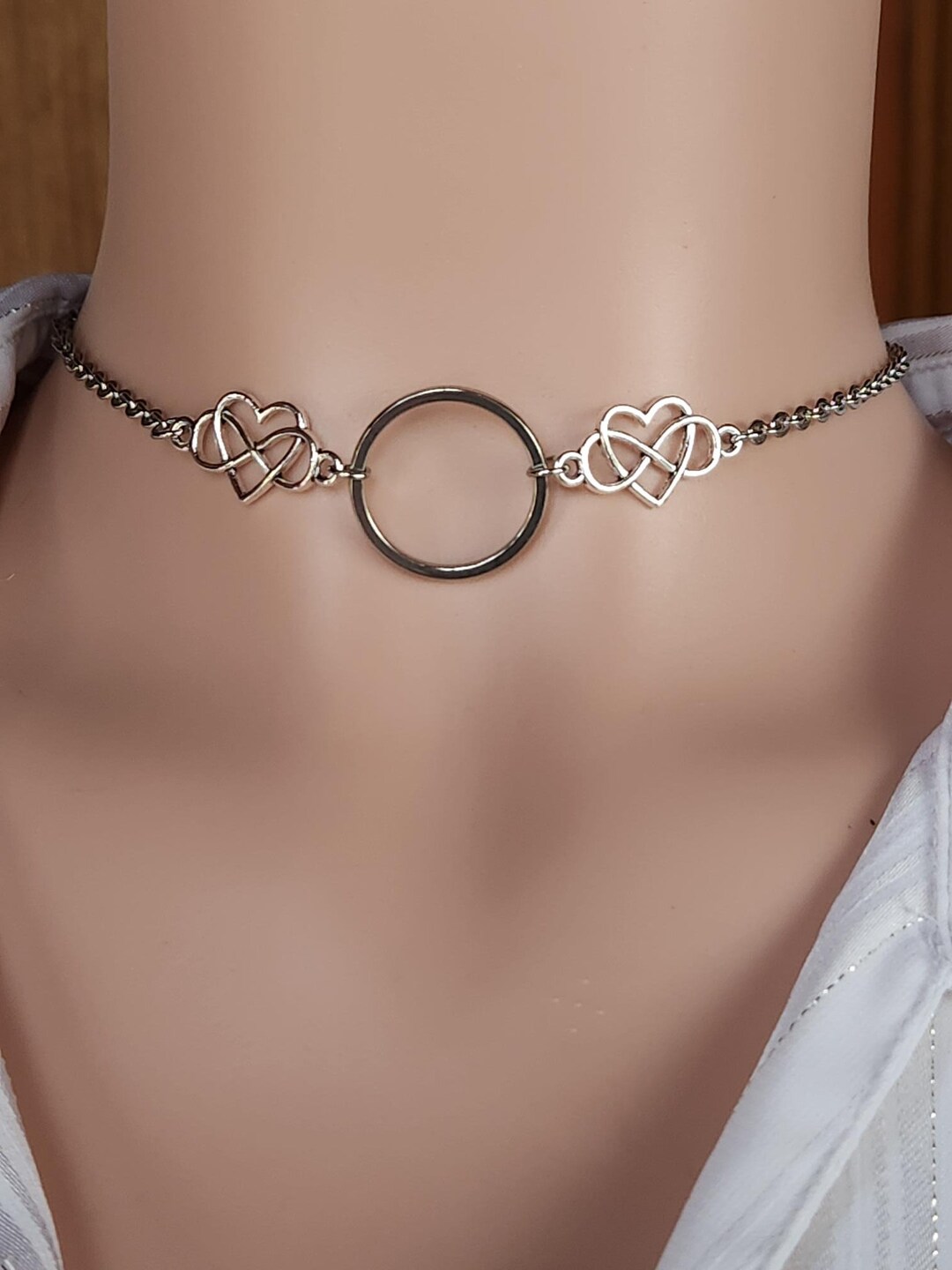 Stainless Steel Eternity Heart O Ring Choker: Discreet Locking Day ...