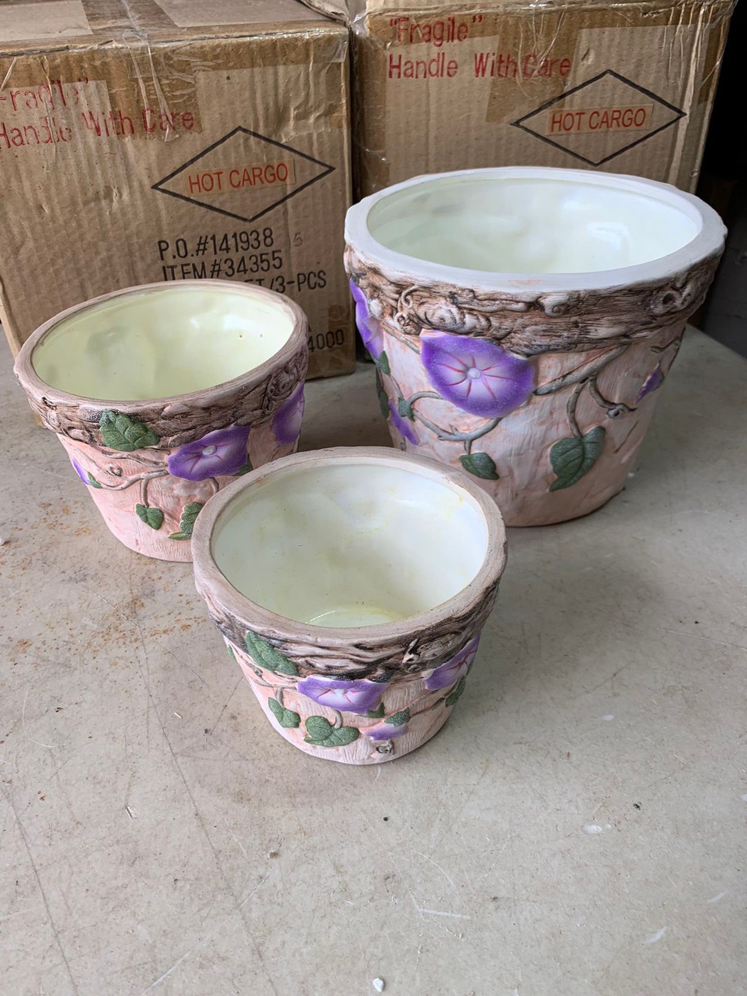 Set of 3 Flower Pots (FK) - Etsy