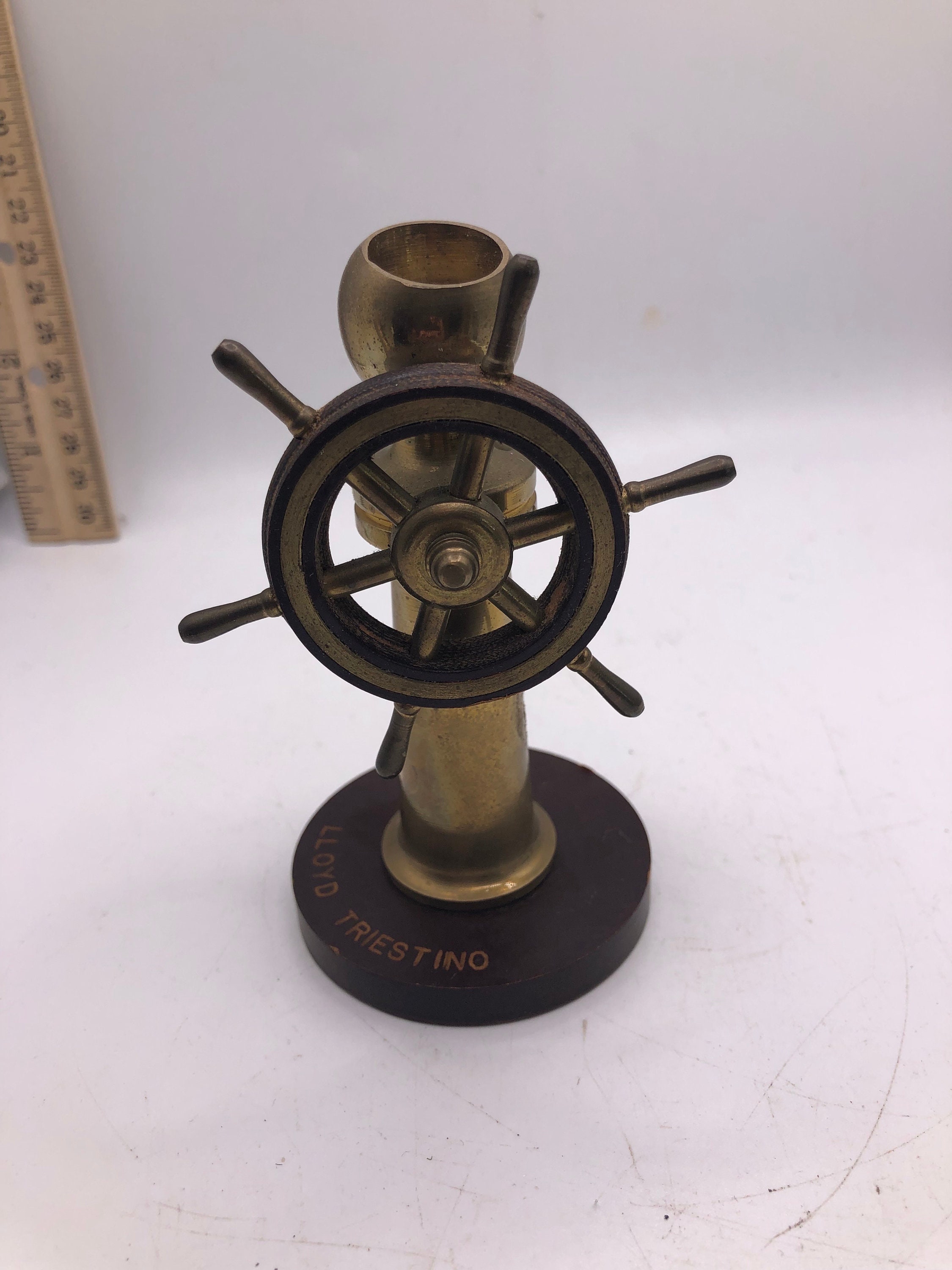 Vintage Wood and Brass Ship Wheel and Compass - Etsy