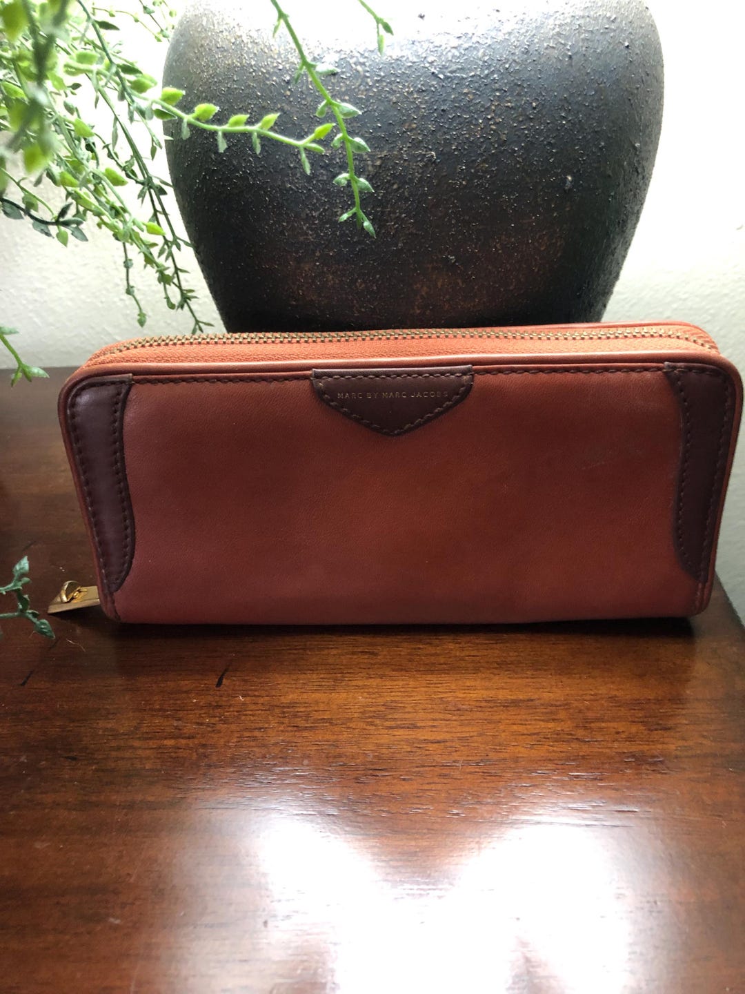 Marc Jacobs Zip Around Wallet Dark Orange & Brown Trim (VW) - Etsy