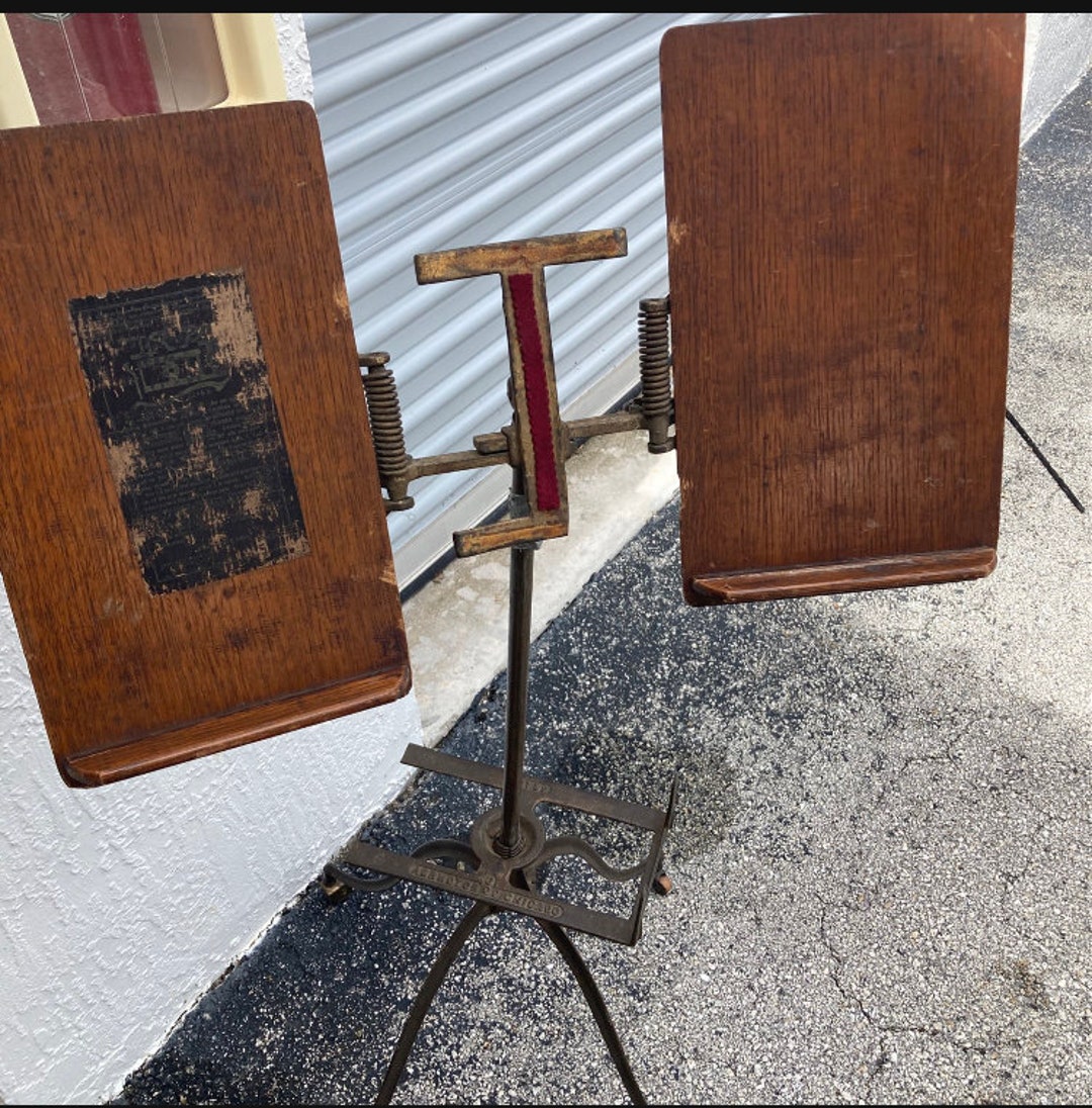 Antique Cast Iron and Wood Stand for Dictionary or Bible - Etsy