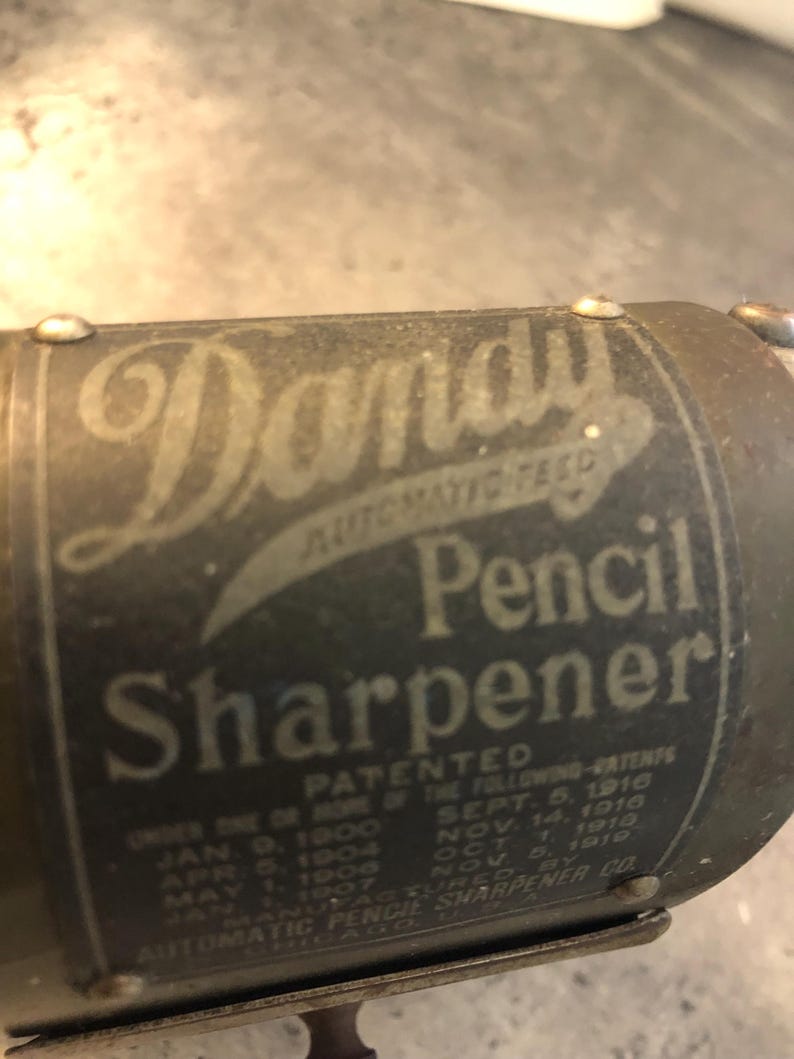 Vintage 1920’s Dandy Pencil Sharpener Chicago USA | Antique Industrial ...