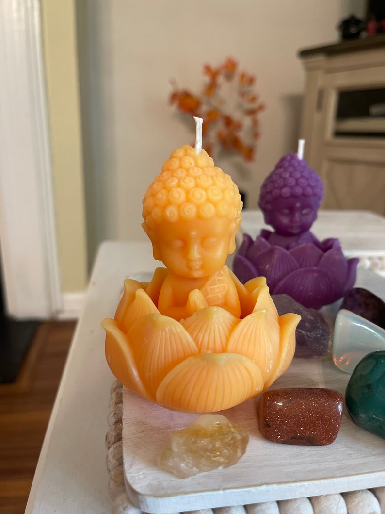 Buddha Candle With Wax Lotus Flower. Handmade Candles, They Perfume the ...