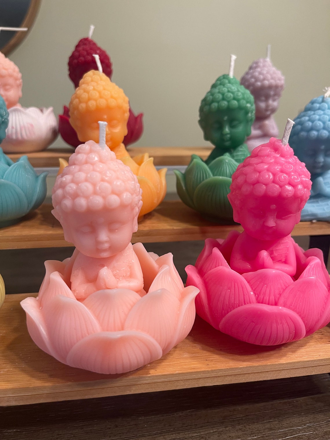 Buddha Candle With Wax Lotus Flower. Handmade Candles, They Perfume the ...