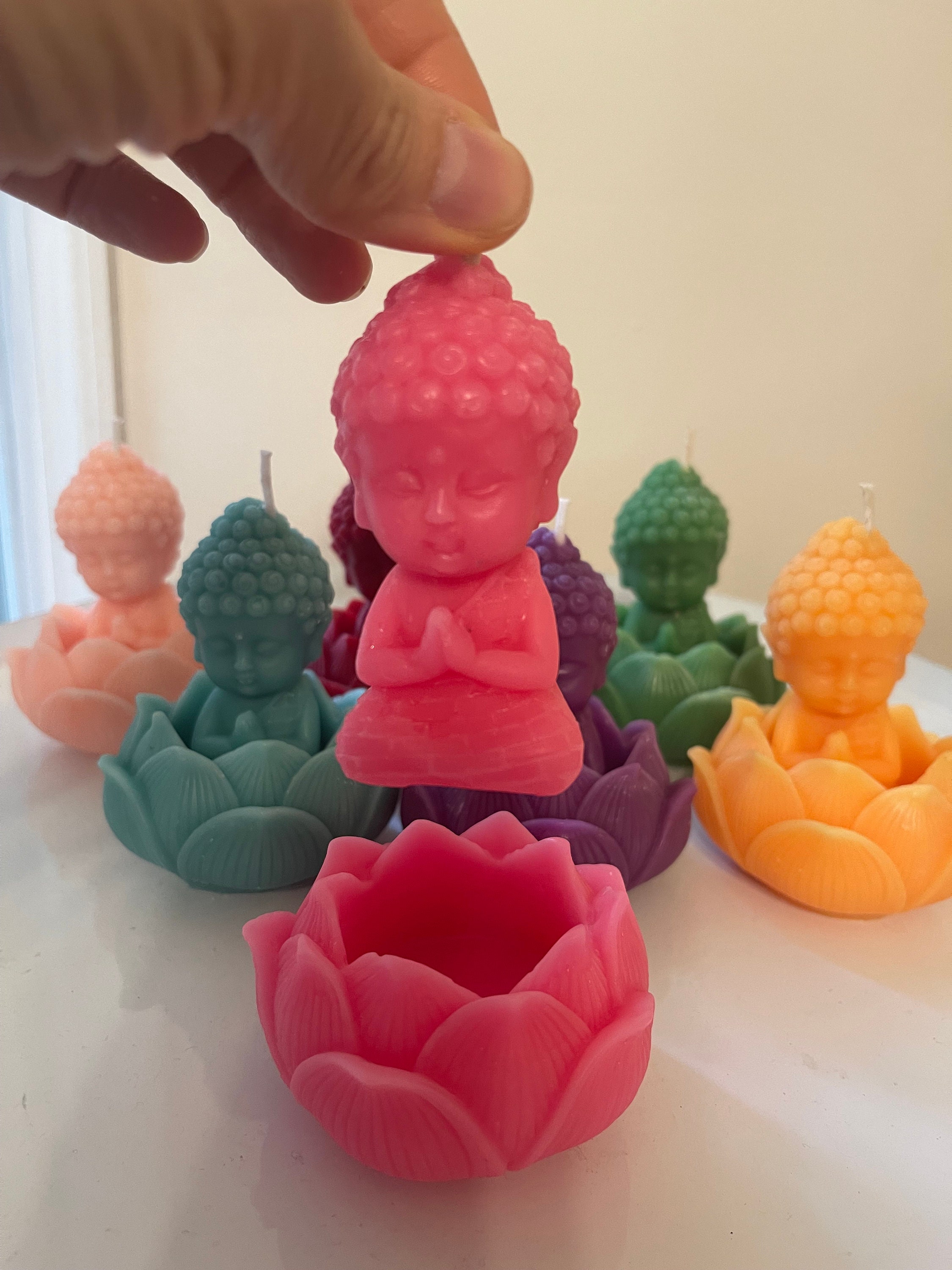 Buddha Candle With Wax Lotus Flower. Handmade Candles, They Perfume the ...