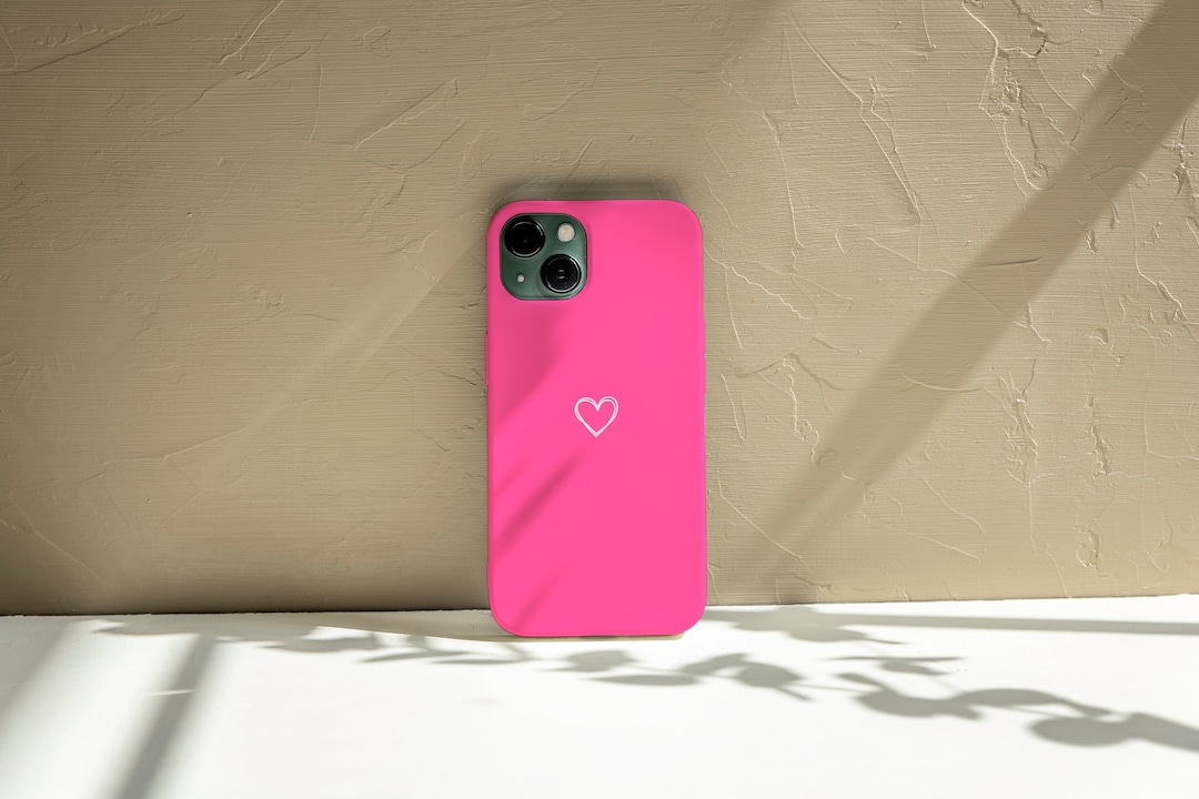 Minimalist Bubblegum Pink Heart Phone Case, iPhone 14 13 12 11 X Xr Xs ...