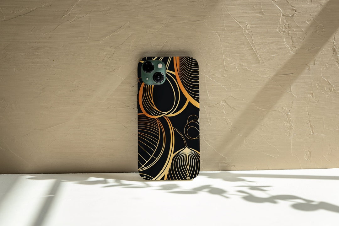 Black Gold Abstract Mangoes Fruit Pattern Phone Case, iPhone 14 13 12 11 X Xr Xs 8 7 Mini Pro ...