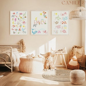A-Z Alphabet Kids Wall Art | Hand Painted Educational Nursery ABC ...