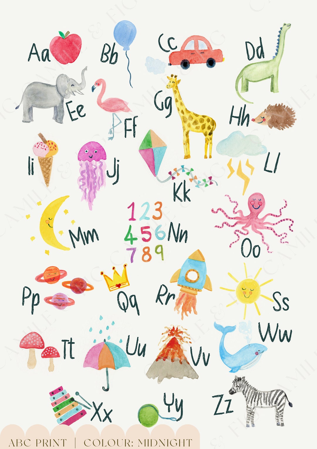 A-Z Alphabet Kids Wall Art | Hand Painted Educational Nursery ABC ...