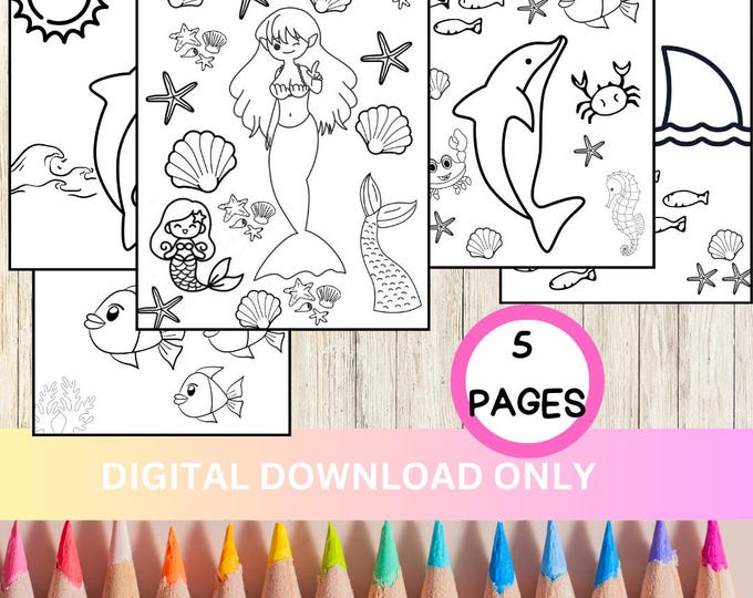 5 Under the Sea Coloring Pages, Printable, Digital, Instant Download ...