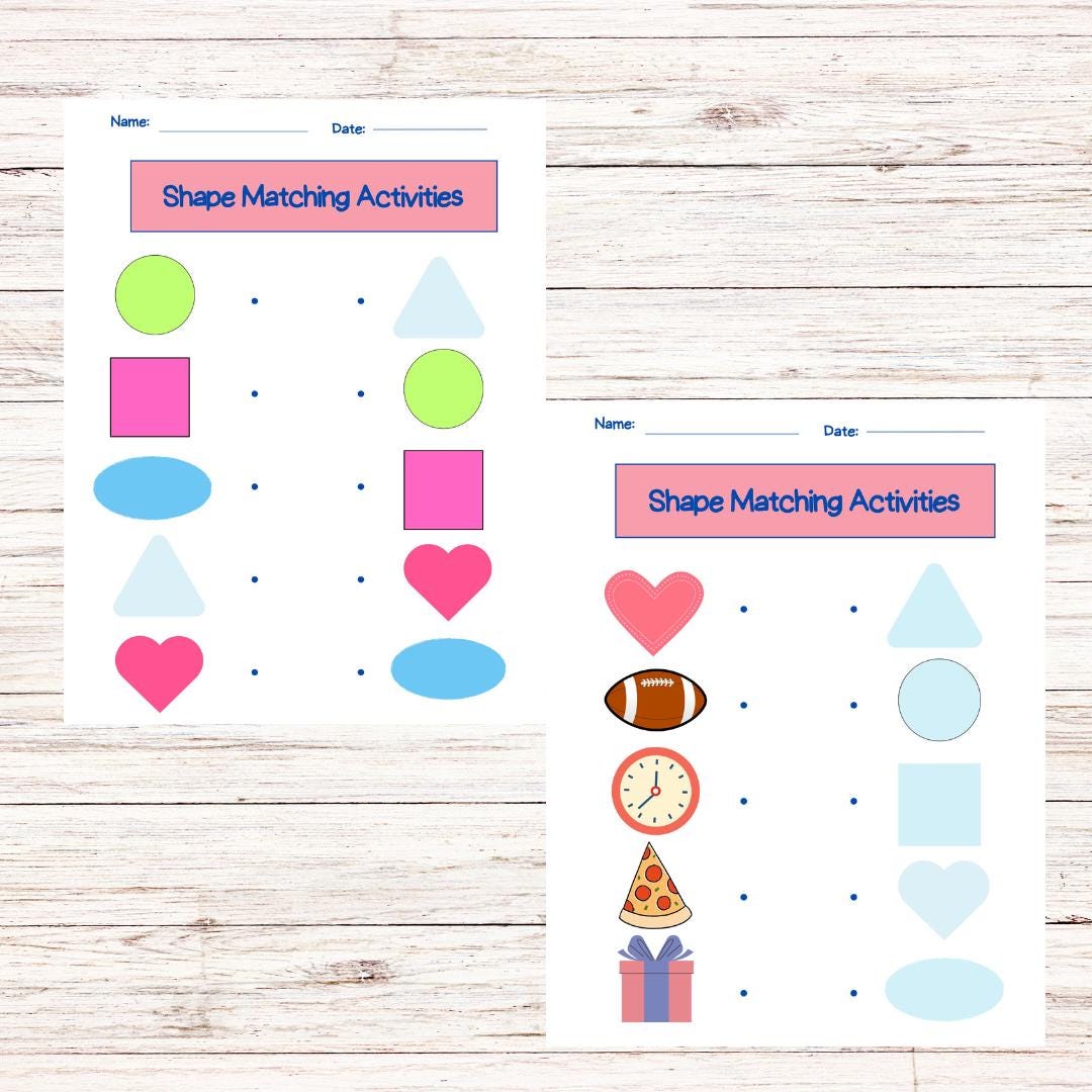 10 Printable Matching Worksheets for Kids, Matching Worksheets, Match ...