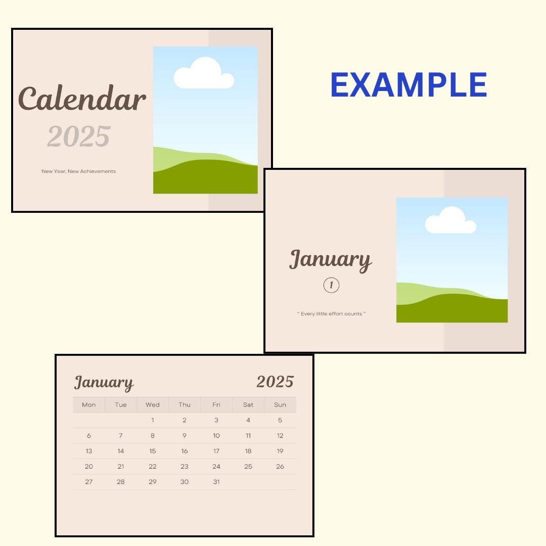Editable 2025 Photo Calendar Template, Minimalist Desk Calendar ...