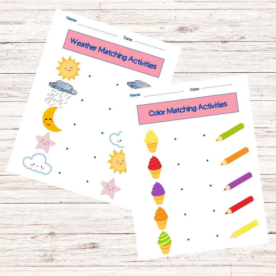 10 Printable Matching Worksheets for Kids, Matching Worksheets, Match ...