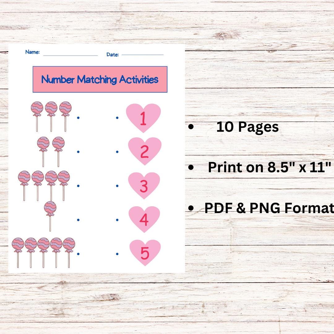 10 Printable Matching Worksheets for Kids, Matching Worksheets, Match ...