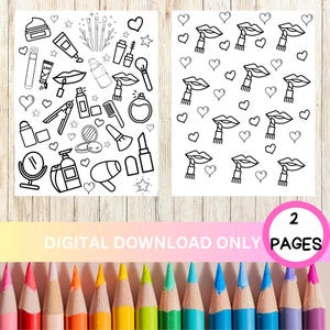 Makeup Coloring Page, Printable, Digital, Instant Download, Coloring ...