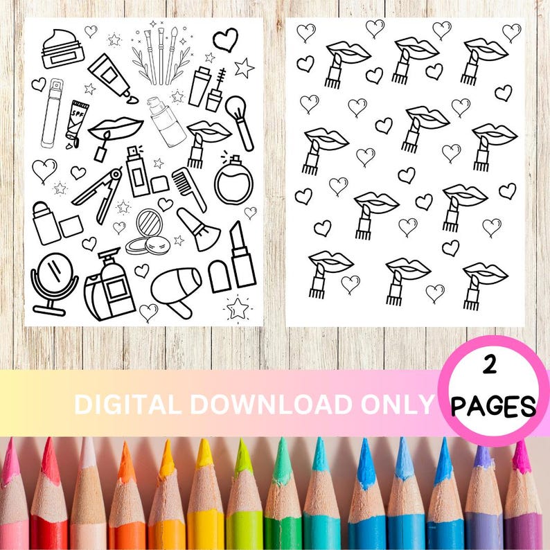 Makeup Coloring Page, Printable, Digital, Instant Download, Coloring ...