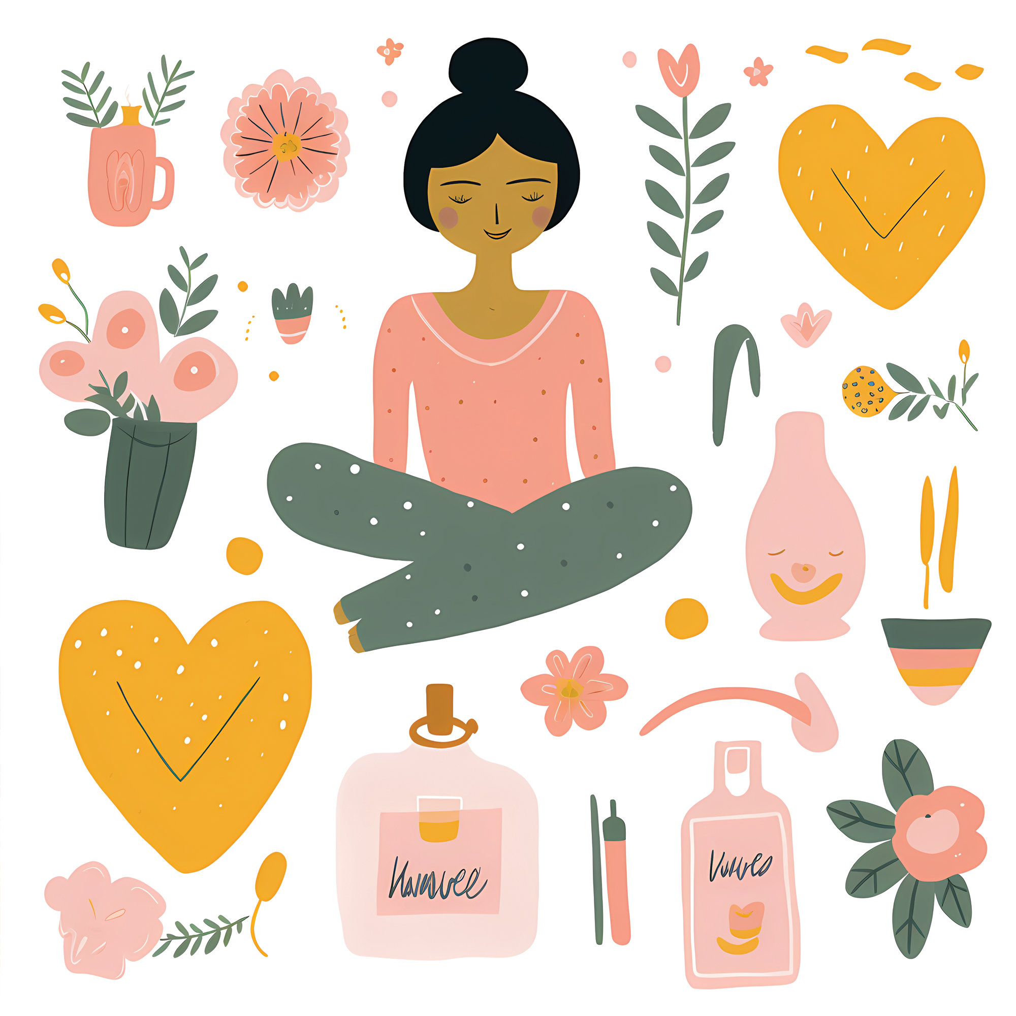 Self Care & Mental Health 100+ Clipart and Illustrations Pack - Digital ...