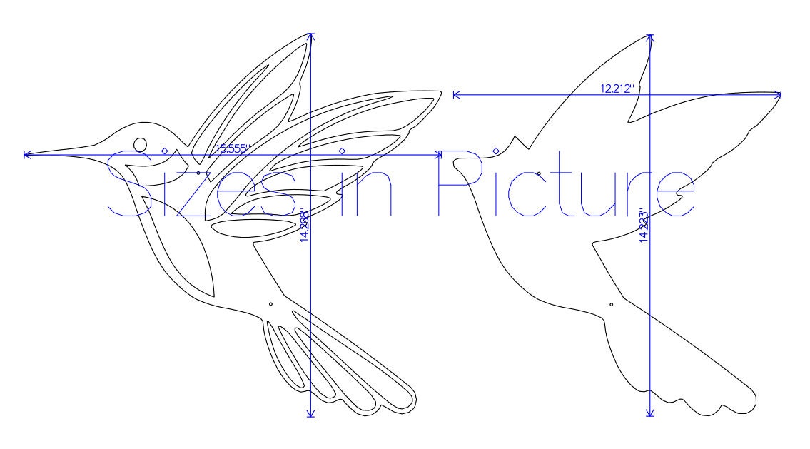 DXF File Ready to Cut: Butterfly, Humming Bird and Dragon Fly Package ...