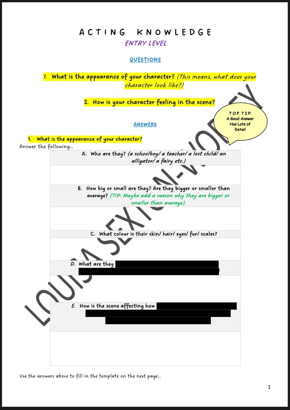 Grade One Acting LAMDA Theory Guide LAMDA Knowledge Guide LAMDA Theory Help Grade One Acting ...