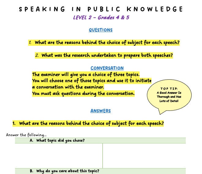 Public Speaking Level 2 Grade 4 and Grade 5 Speaking in Public LAMDA ...
