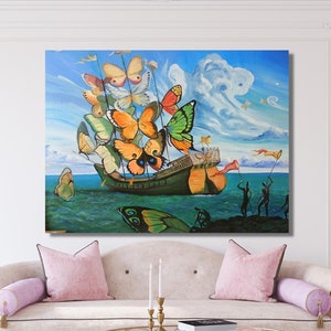 Salvador Dali Ship With Butterfly Sails Canvas Art, Dali Canvas ...