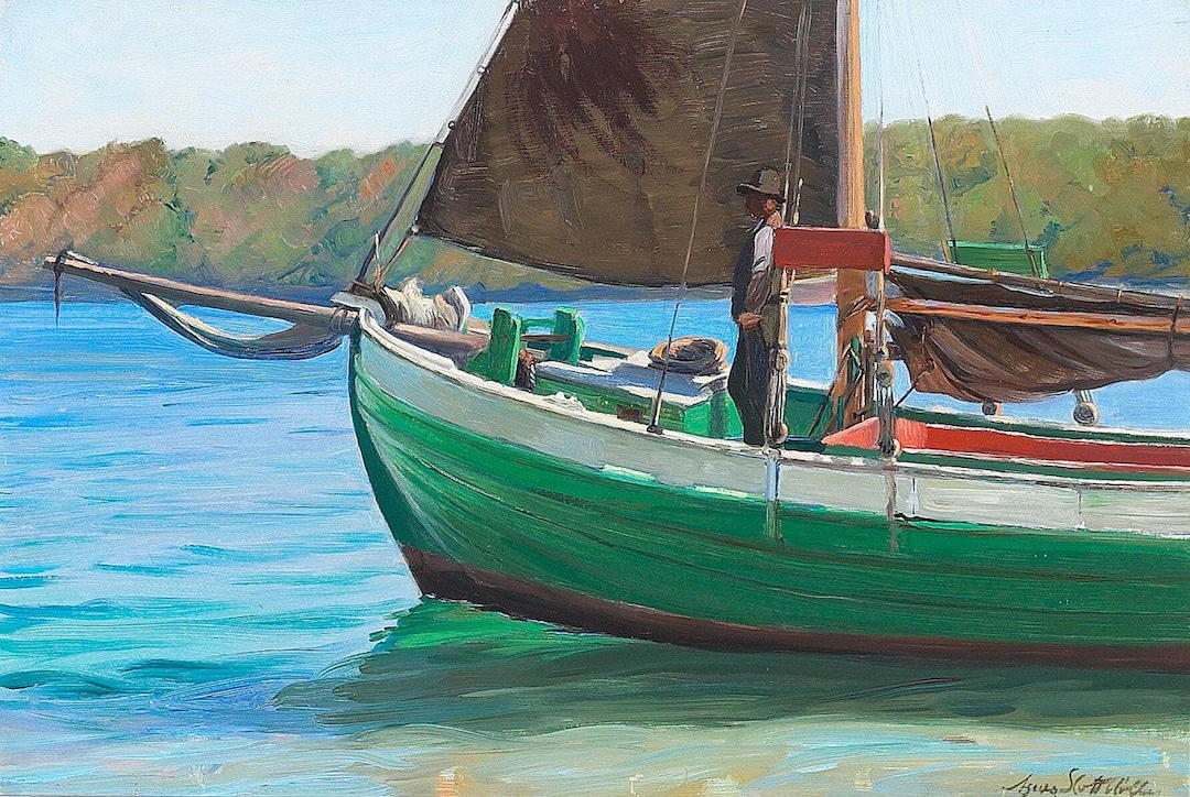 Agnes Slott-møller A Fishing Boat Near the Coast 1937 Canvas Print Wall ...