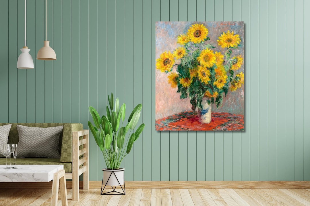 Claude Monet Bouquet of Sunflowers Canvas Wall Art, Claude Monet Poster ...