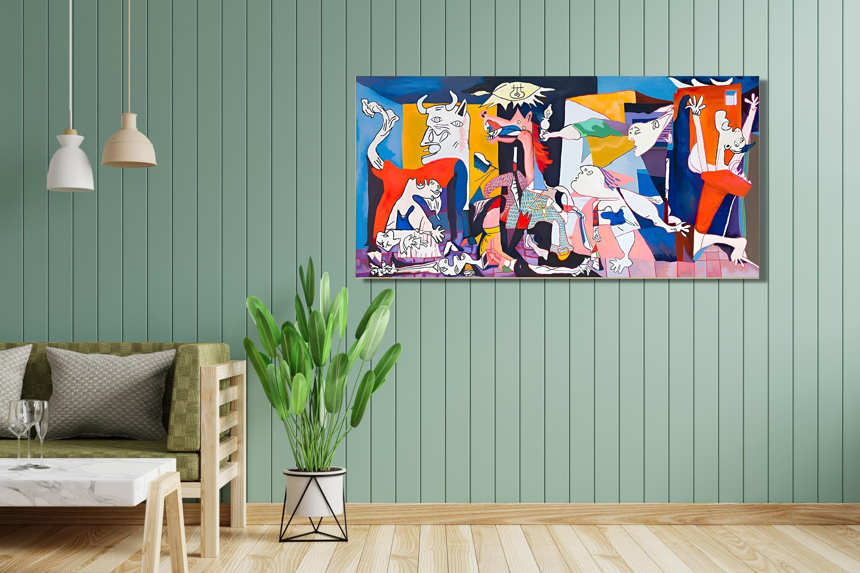 Guernica by Pablo Picasso Canvas Wall Art, Guernica Colored Painting ...