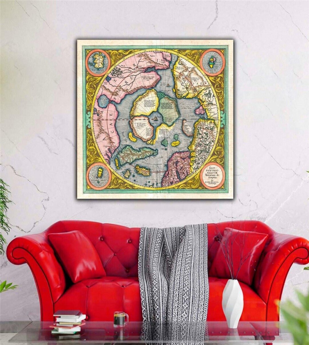 Geographicus Mercator Hondius Map of the Arctic 1606 Canvas Print Wall ...
