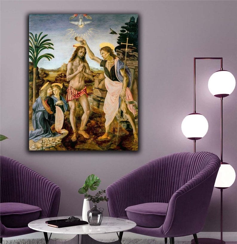 Leonardo Da Vinci Baptism of Christ 1475 Canvas Print Wall Art,da Vinci ...