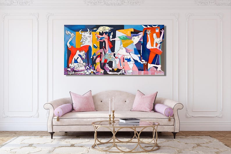 Guernica by Pablo Picasso Canvas Wall Art, Guernica Colored Painting ...