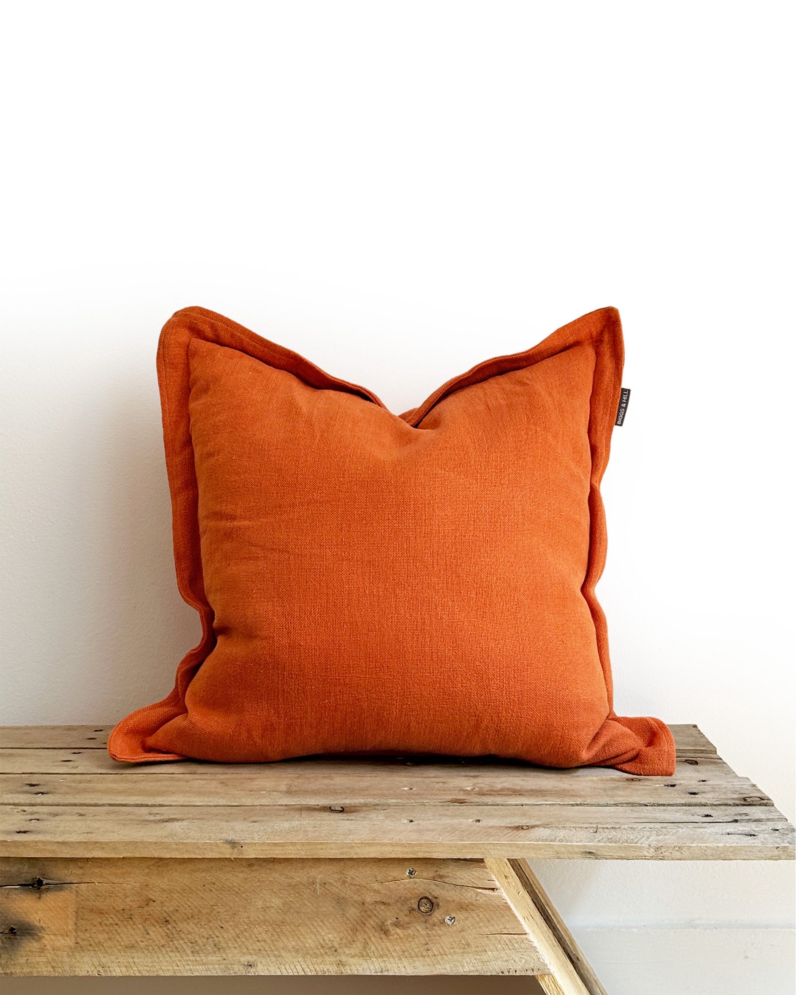 Orange Heavy Linen Cushion Cover Elegant Oxford Style Border Thick ...