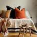 Orange Heavy Linen Cushion Cover Elegant Oxford Style Border Thick ...